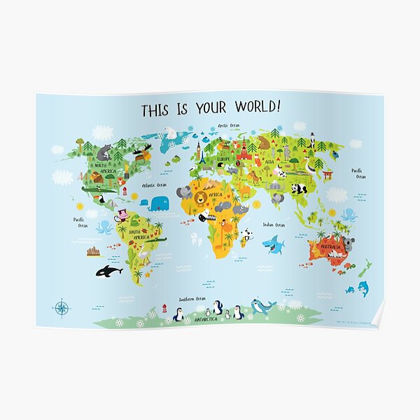 "Kids World Map" Poster by duffy-store | Redbubble