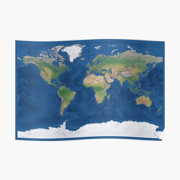 "Topographic and political world map, Geo" Poster for Sale by blursbyai ...