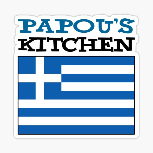 "Papou's Kitchen Featuring Greek Flag" Sticker by jaycartoonist | Redbubble