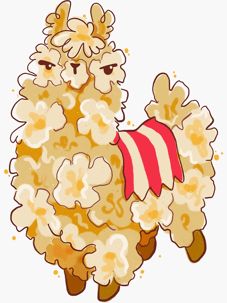 "Popcorn LLama" Sticker for Sale by DRosies | Redbubble