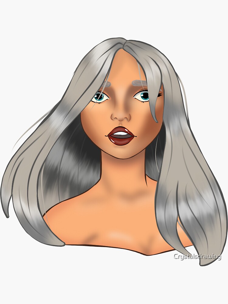 "Silver Girl" Sticker for Sale by Crystalsdrawing | Redbubble