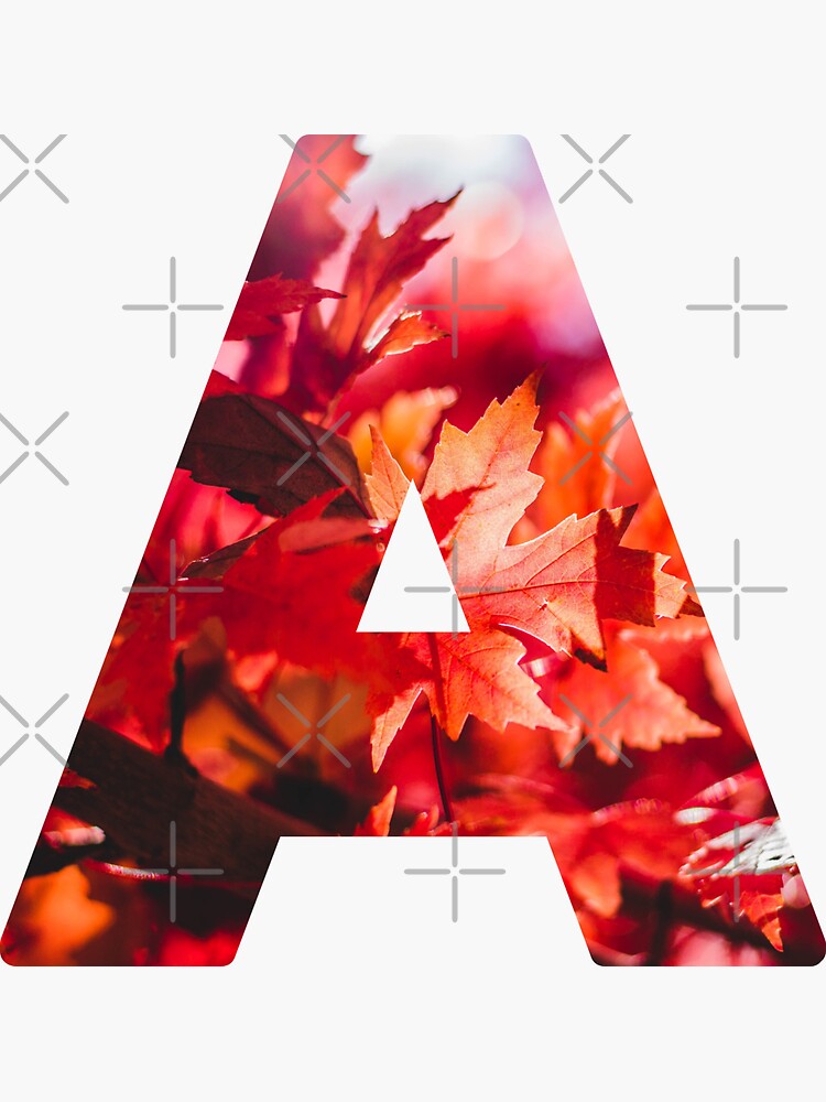 "Autumn Letter A with Leaves" Sticker for Sale by color-garden | Redbubble