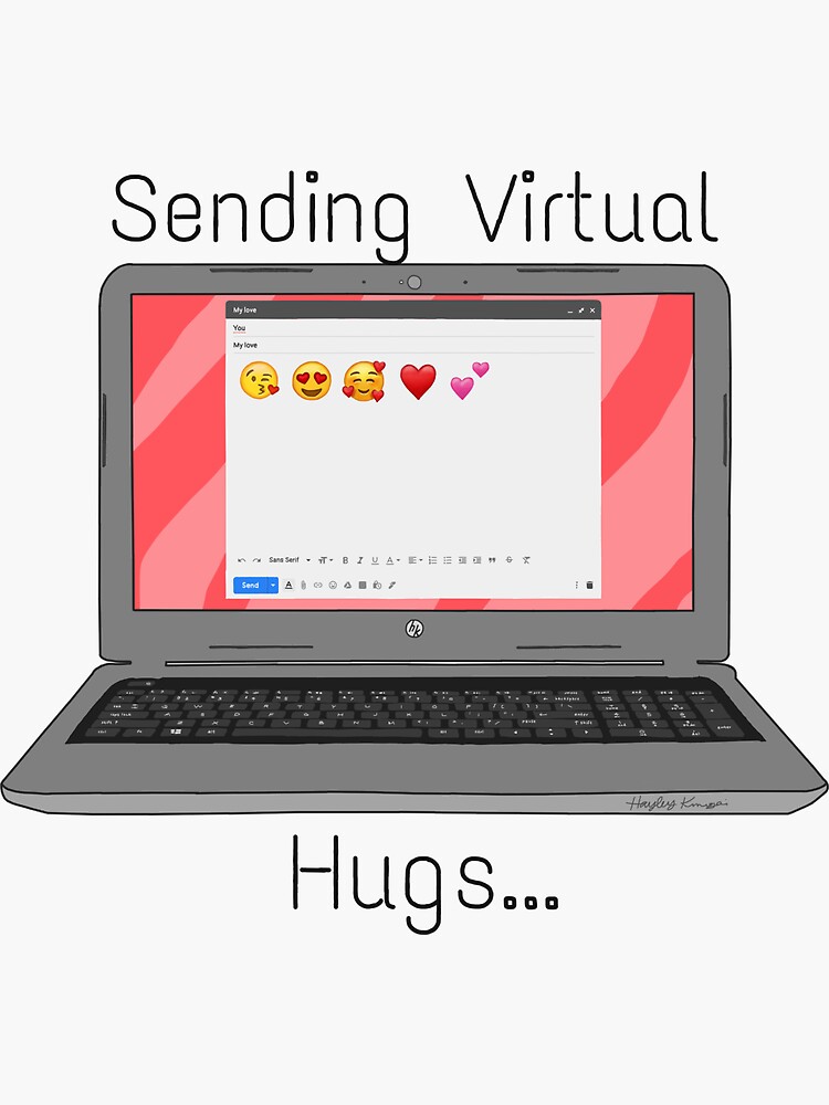 "Sending Virtual Hugs..." Sticker by hayleykumagai | Redbubble