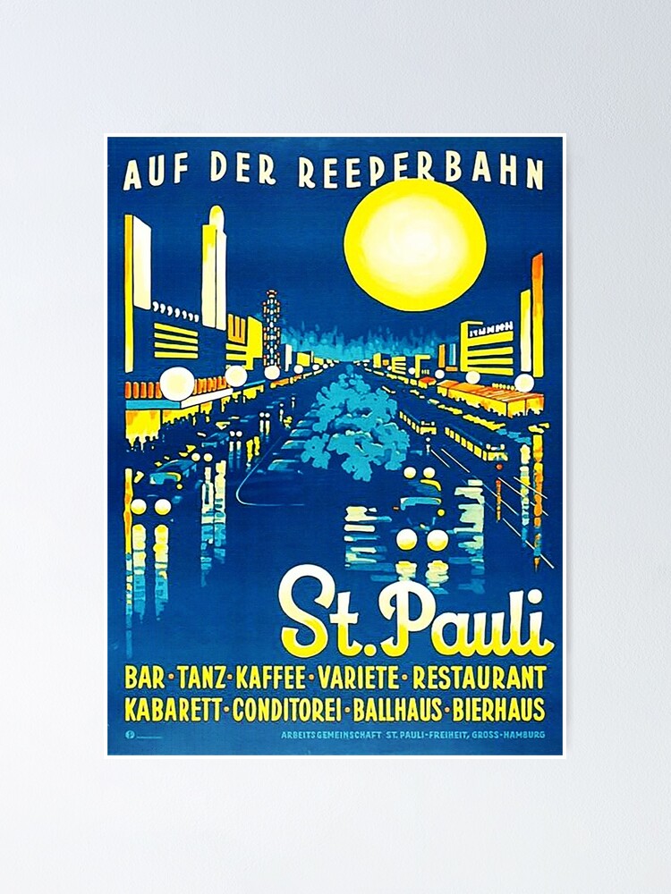 "Hamburg, St. Pauli Reeperbahn Werbung" Poster von edsimoneit | Redbubble