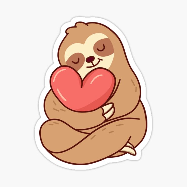 "Sloth hugging a heart" Sticker by FlawlessCheese | Redbubble