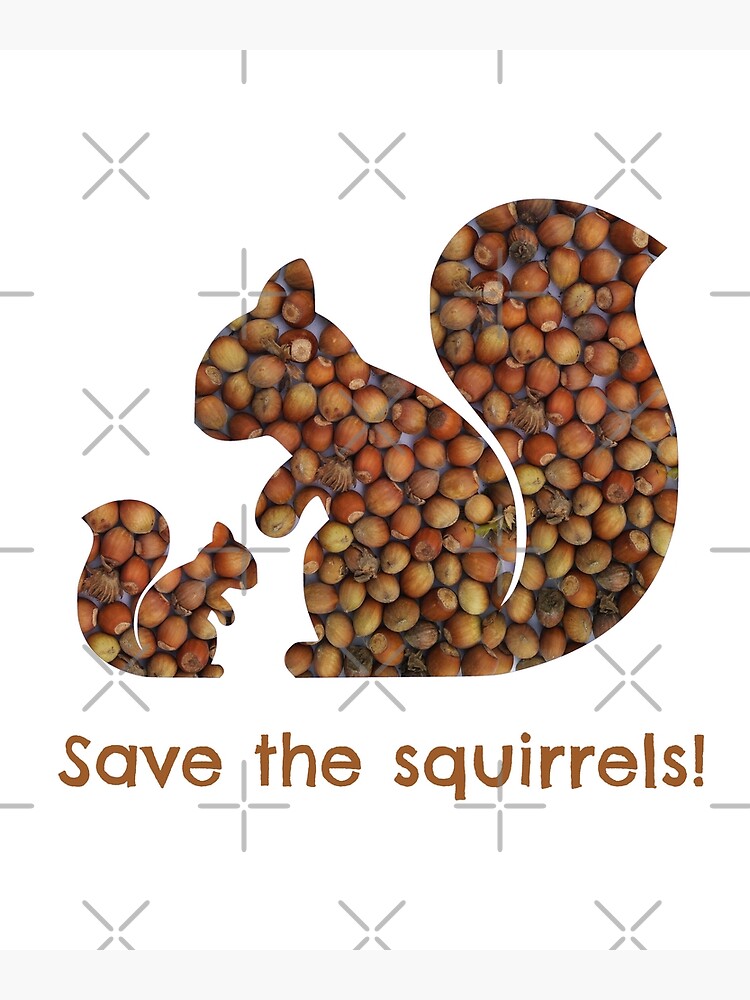 "Save the Squirrels! Mother and Baby Squirrels, Silhouettes Textured ...