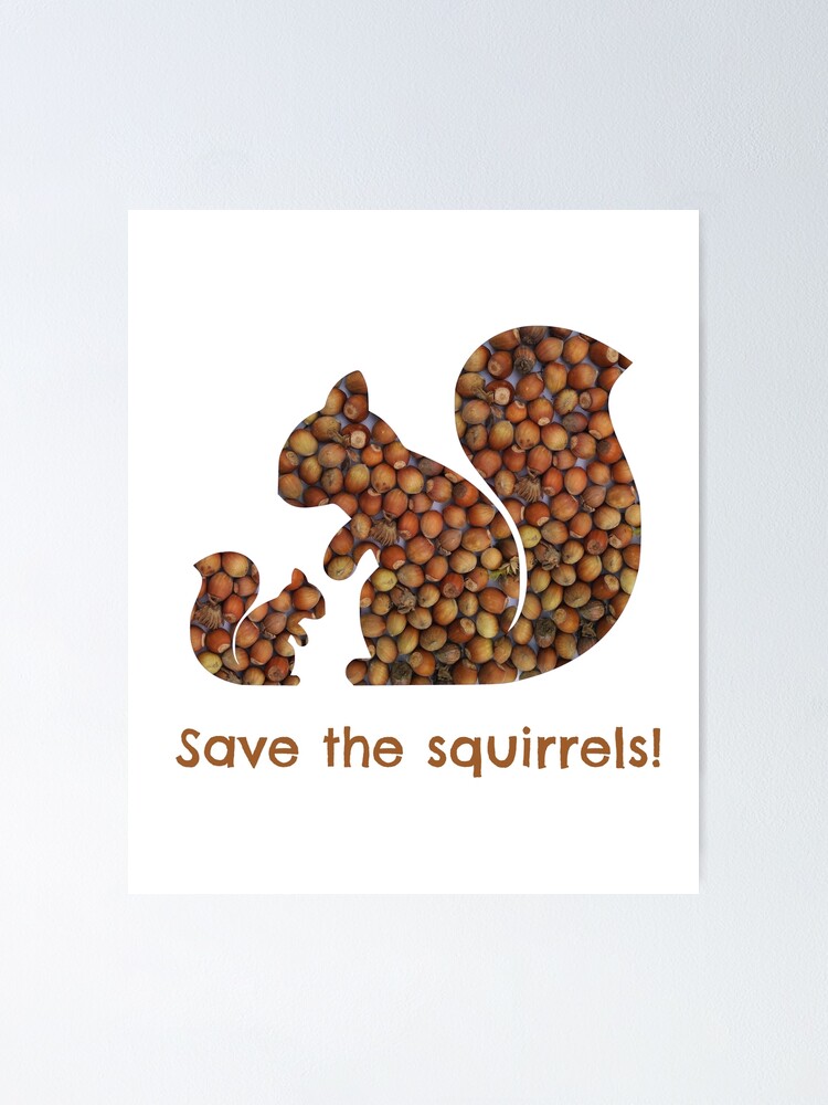"Save the Squirrels! Mother and Baby Squirrels, Silhouettes Textured ...