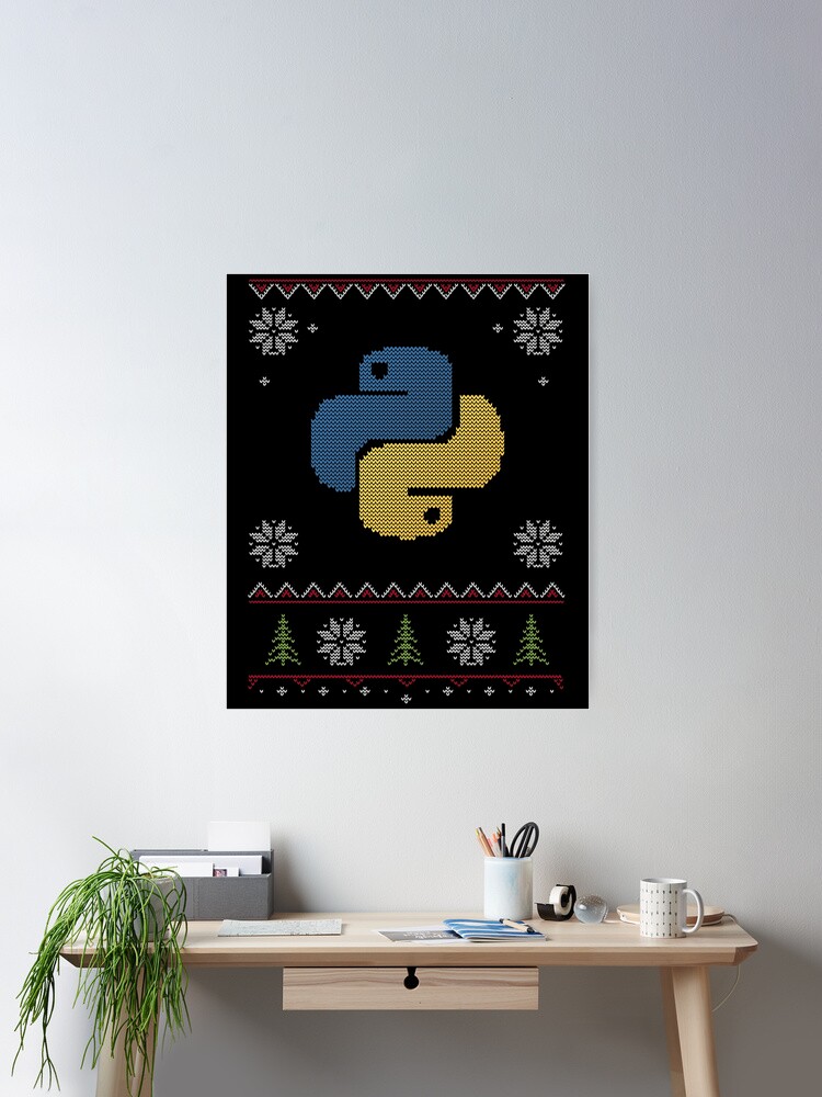 "Python Programmer Ugly Sweater Christmas" Poster for Sale by vladocar | Redbubble