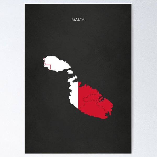 "Malta Flag Map with regions" Poster for Sale by Alo Design | Redbubble