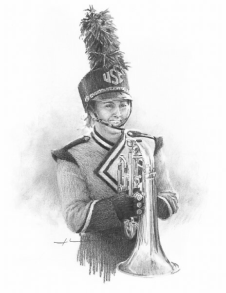 "Graduate in marching band drawing" by mike theuer | Redbubble