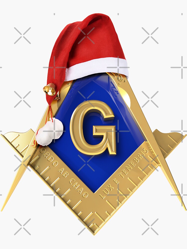 "Freemason Christmas Santa's Hat Red Holiday Square & Compass Gold ...