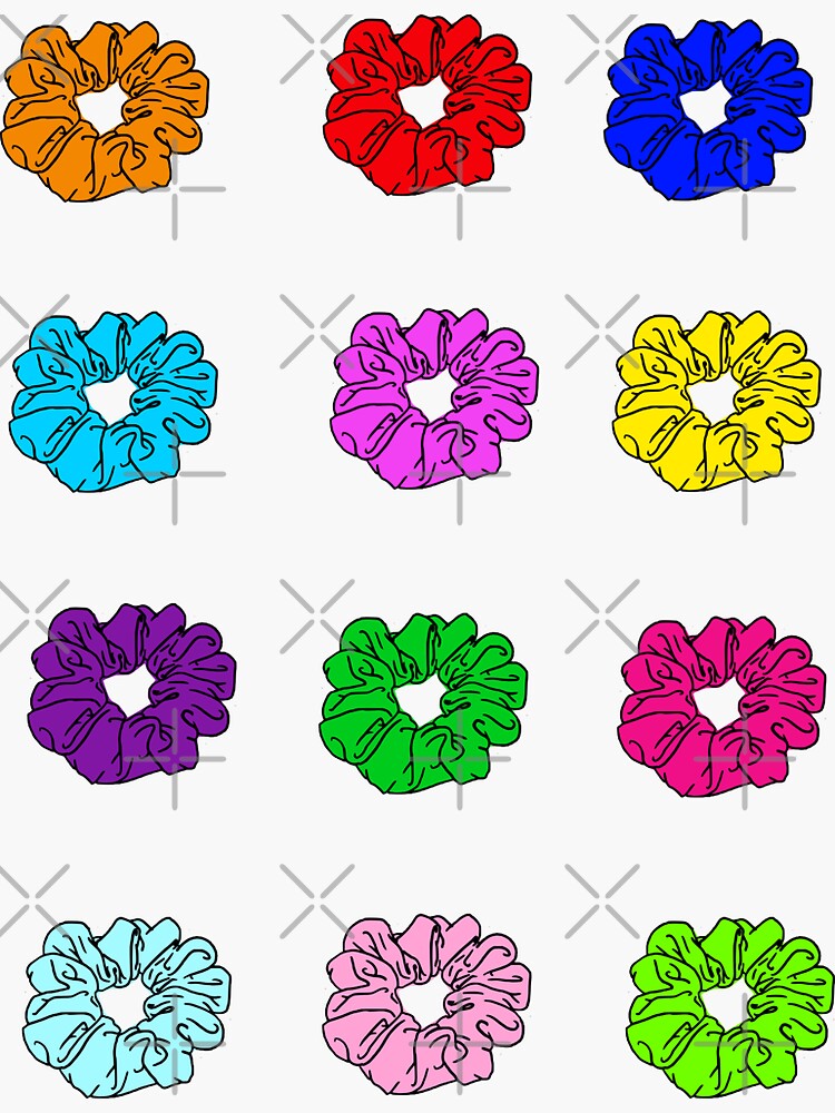 "Colorful Scrunchies Sticker Set" Sticker by jpjournals | Redbubble