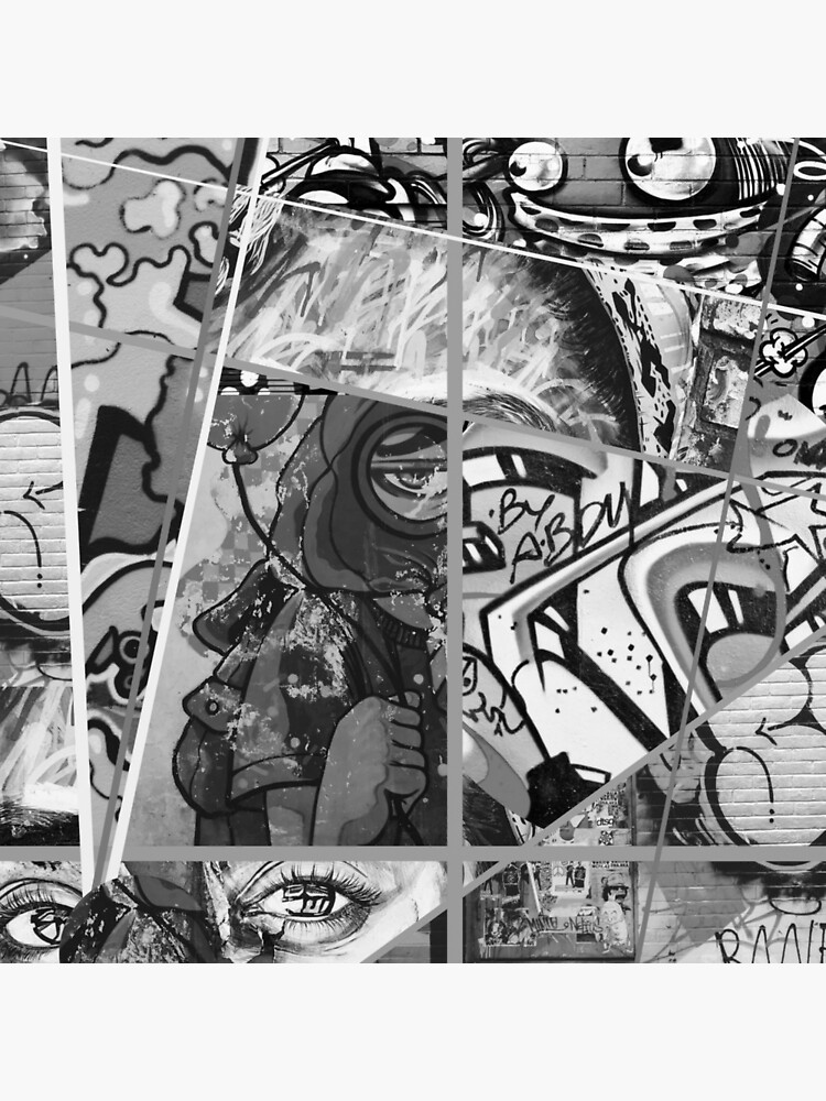 "Crazy Graffiti Art - Black and white abstract pop art street art comic ...