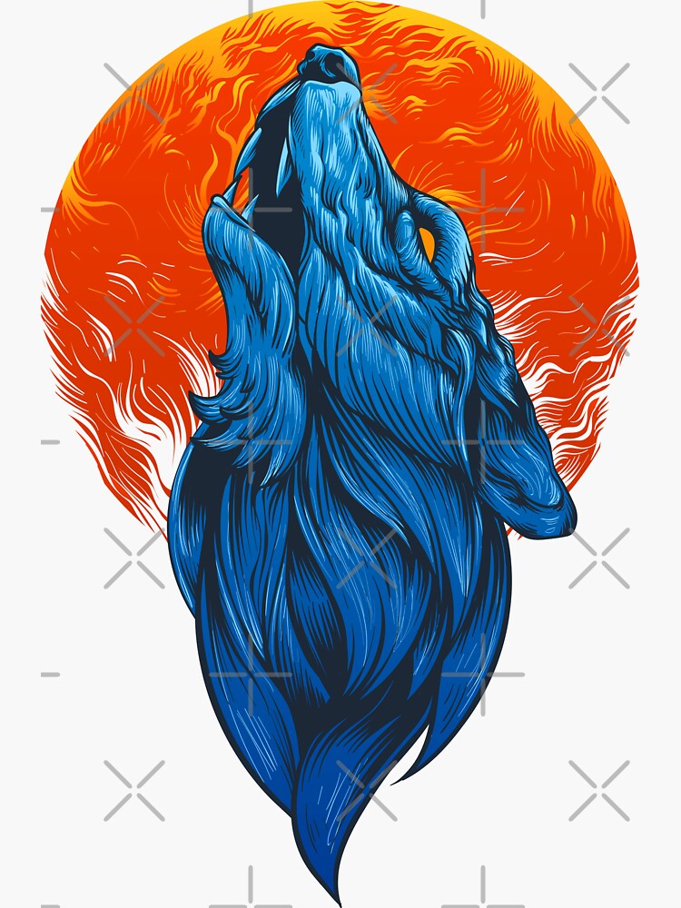 "blue wolf" Sticker for Sale by obada9 | Redbubble