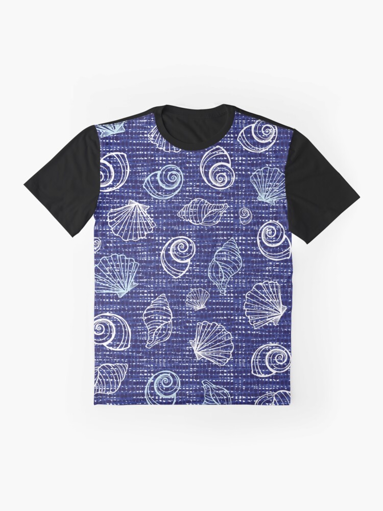 "Shibori blue canvas sea shells 02 seamless pattern" T-shirt for Sale ...
