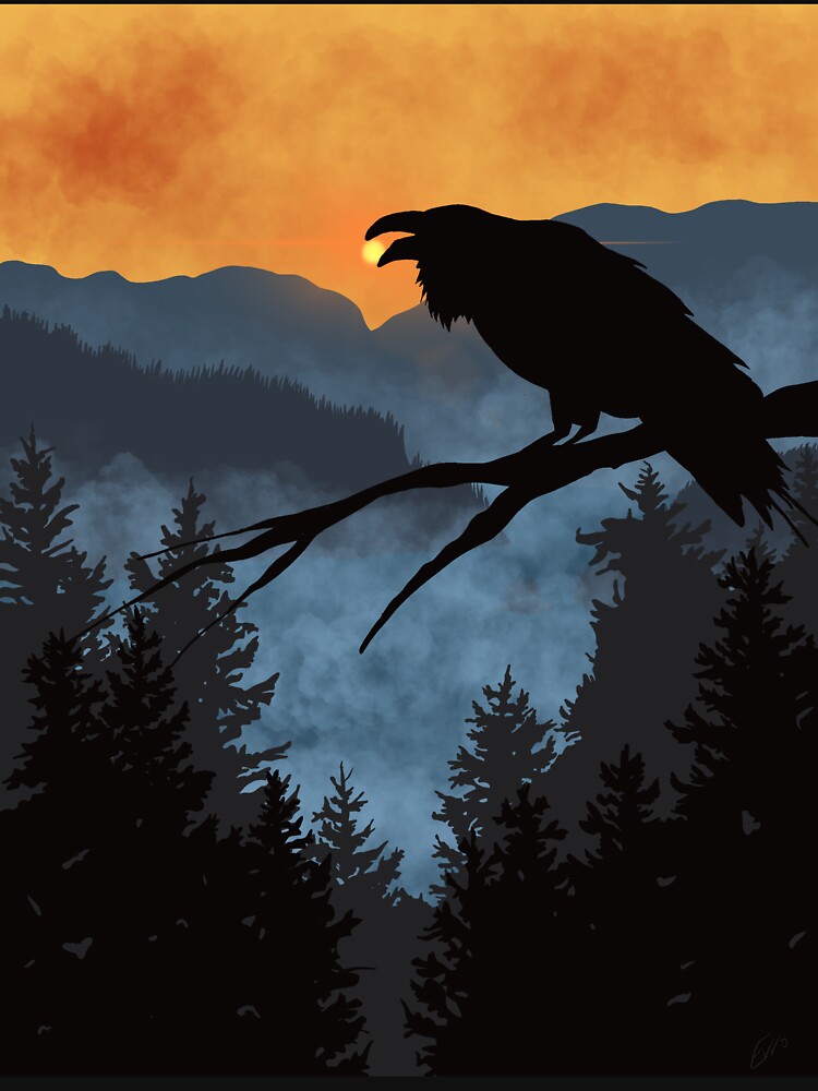 "Dawn Raven" T-shirt for Sale by erlehner | Redbubble | raven t-shirts ...