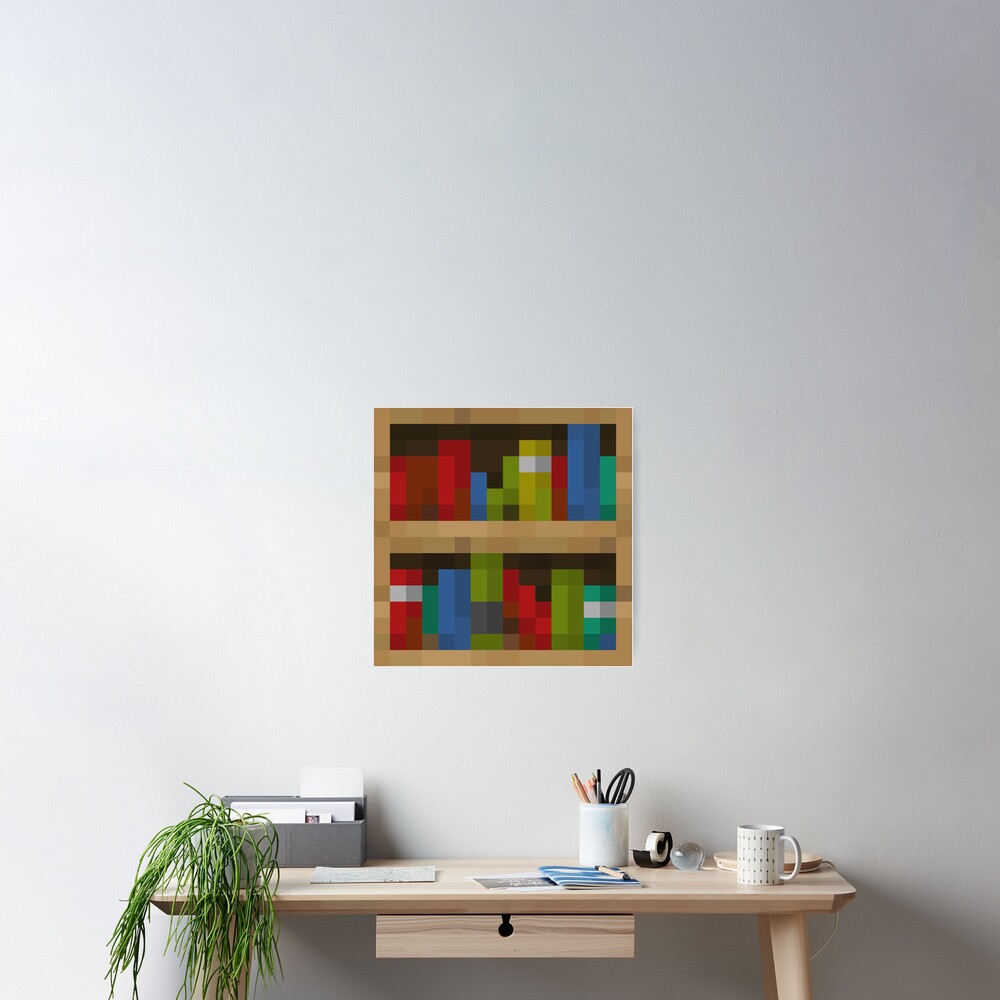 "Minecraft - Bookshelf" Poster for Sale by mcblockpillow | Redbubble