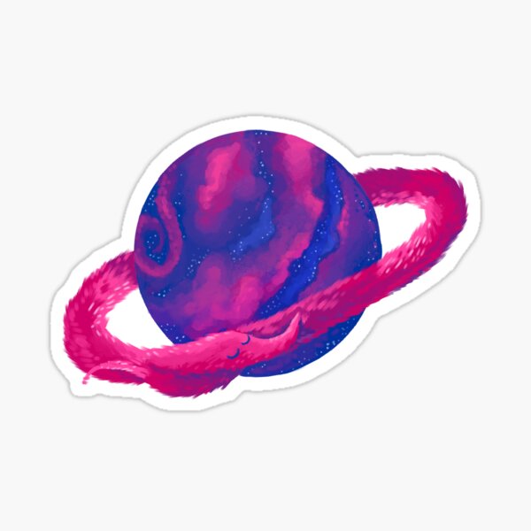 "Bisexual Worm - Ringed Planet" Sticker by weepysheep | Redbubble