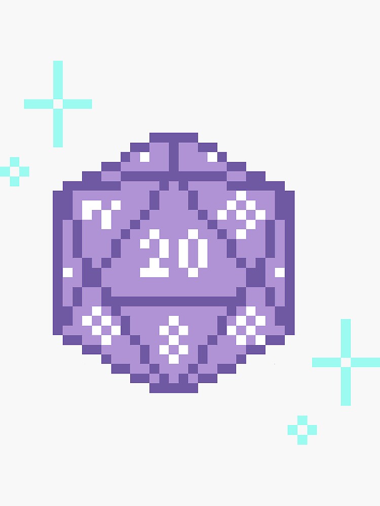 "Pixel D20 - Purple" Sticker for Sale by cakewarlock | Redbubble