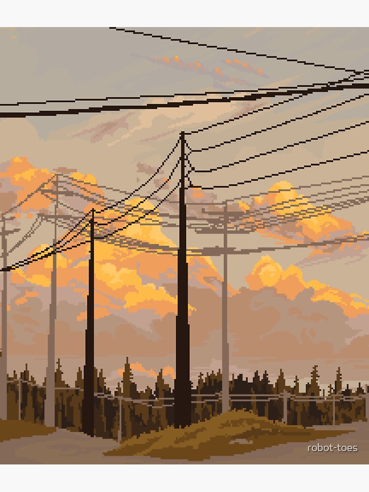 "Powerlines Pixel Art" Sticker for Sale by robot-toes | Redbubble