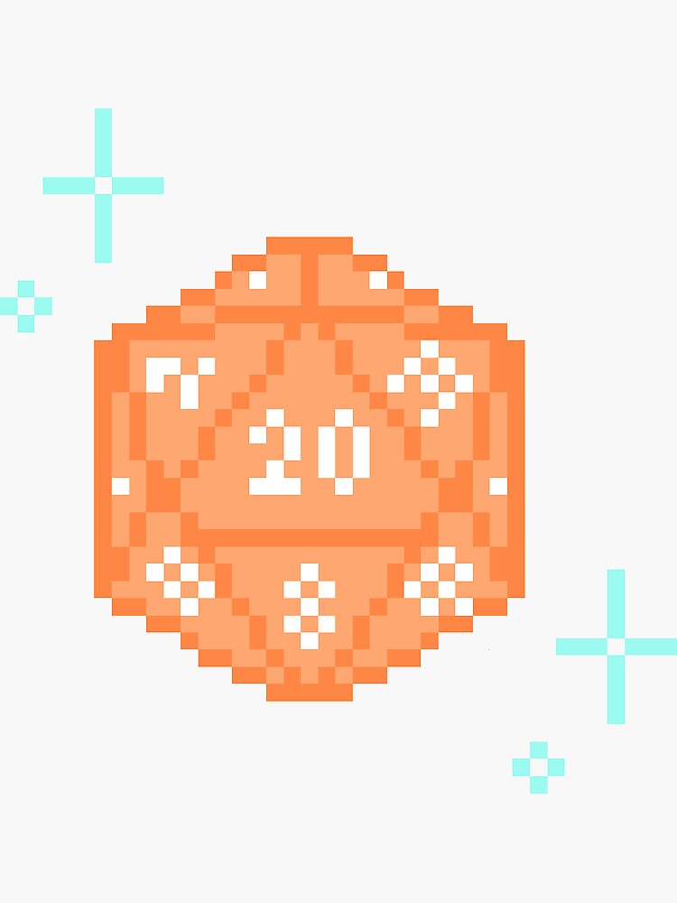 "Pixel D20 - Orange" Sticker for Sale by cakewarlock | Redbubble