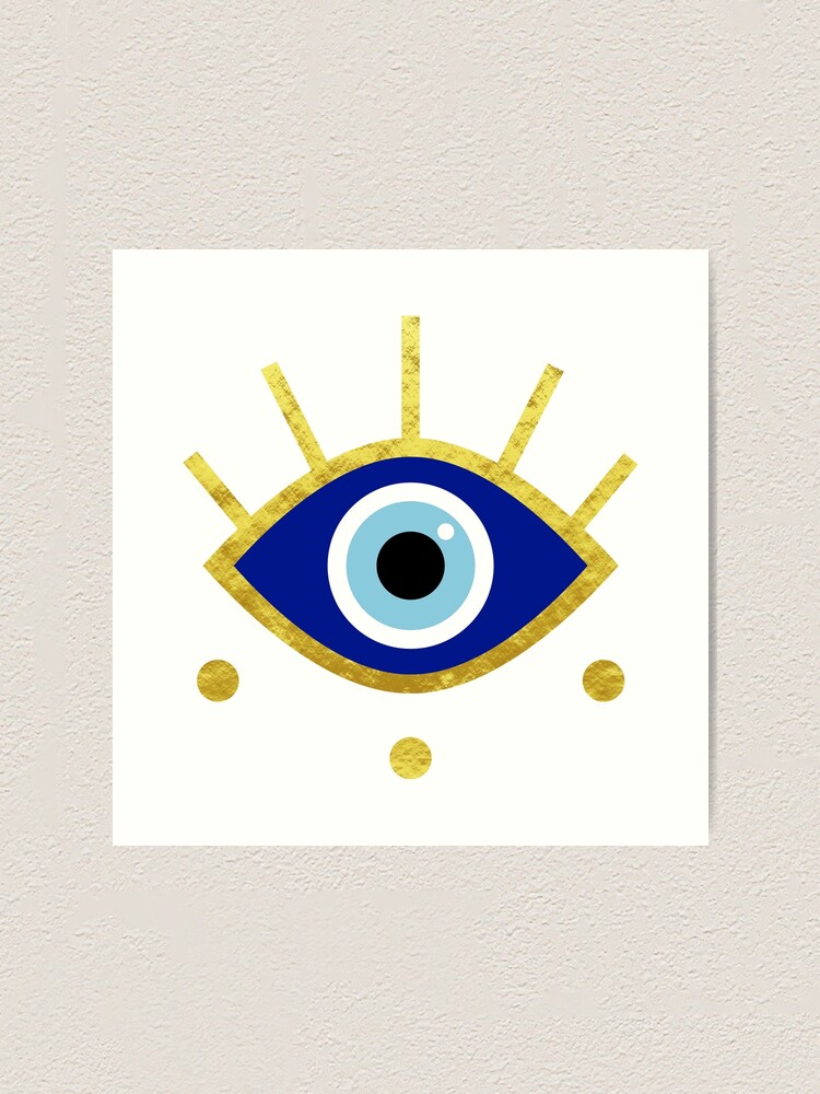 Acrylic North African art Nazar Evil eye Golden protection Original dot ...
