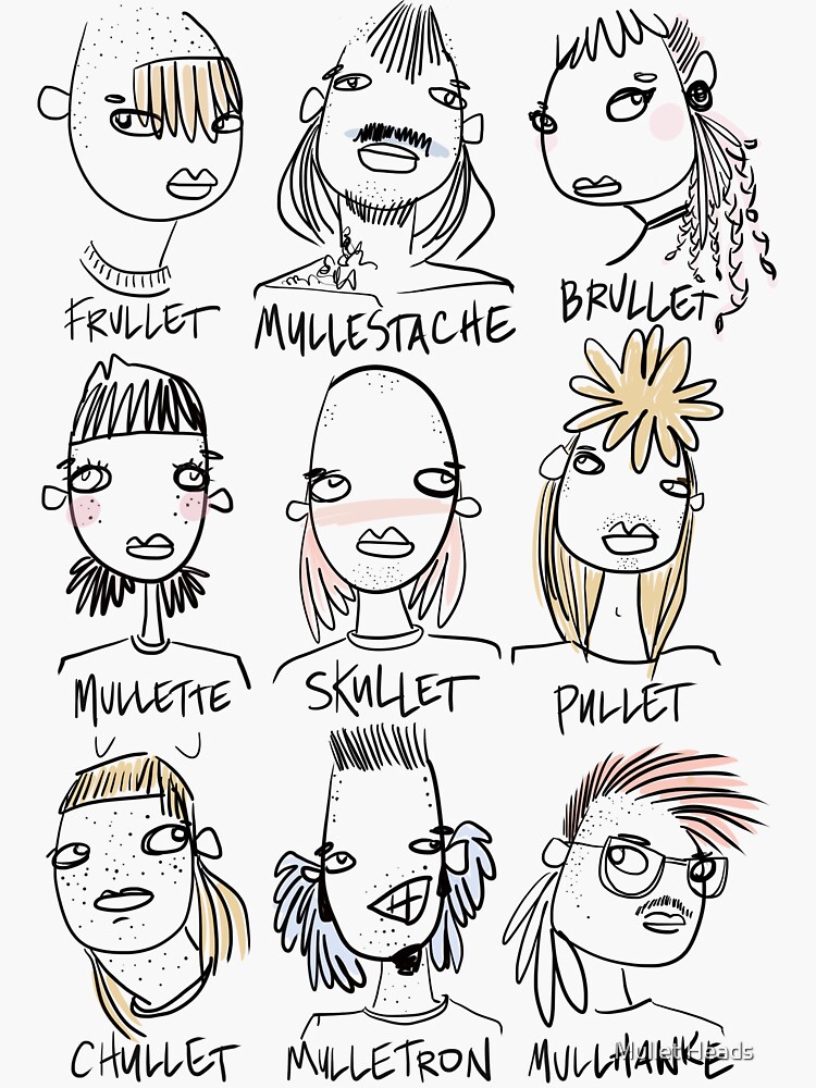 "Faces of Mullets" Sticker for Sale by Boothf | Redbubble