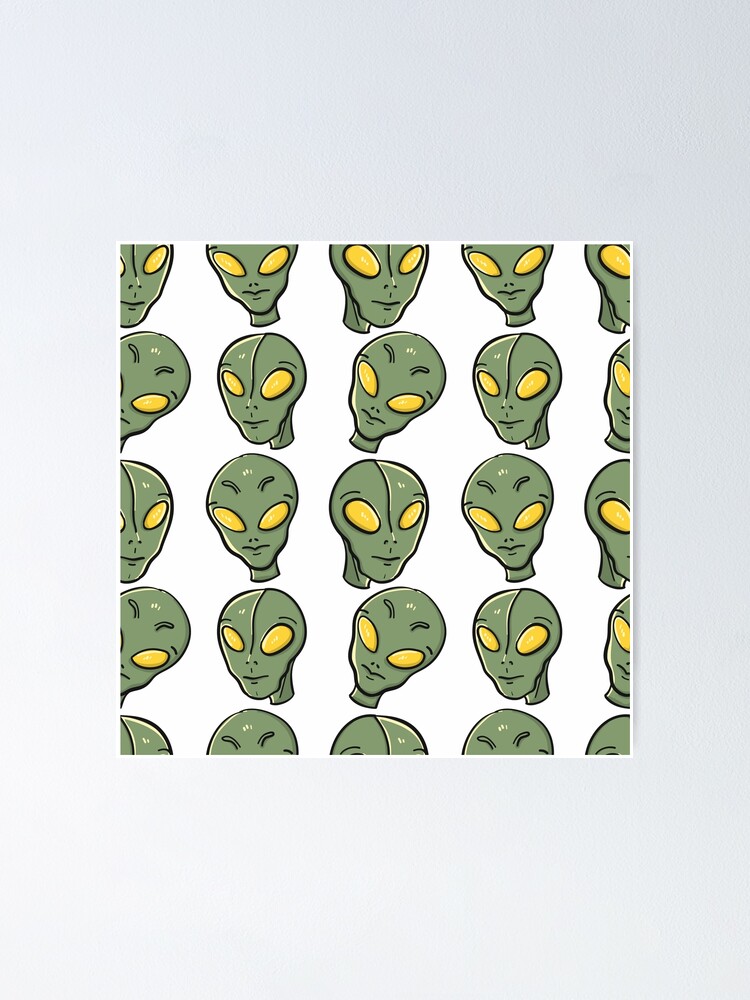 "Alien Head Pattern" Poster by andyzdesigns | Redbubble