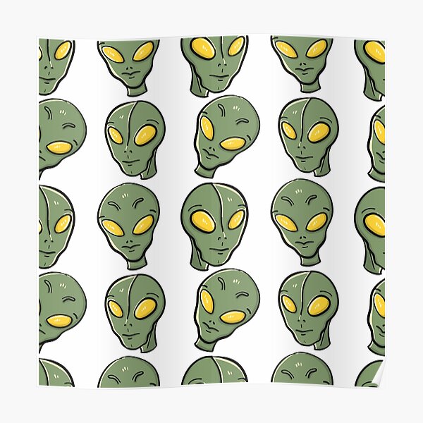 "Alien Head Pattern" Poster by andyzdesigns | Redbubble