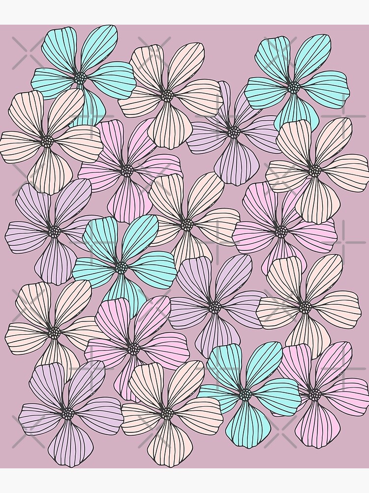 "Colorful Rainbow Bip Flower aesthetic Floral Pattern" Poster by cation ...