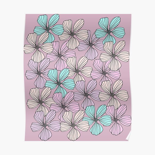 "Colorful Rainbow Bip Flower aesthetic Floral Pattern" Poster by cation ...