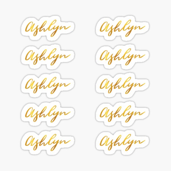 "Ashlyn Name Hand Lettering in Faux Gold Letters, Pack of 10" Sticker ...