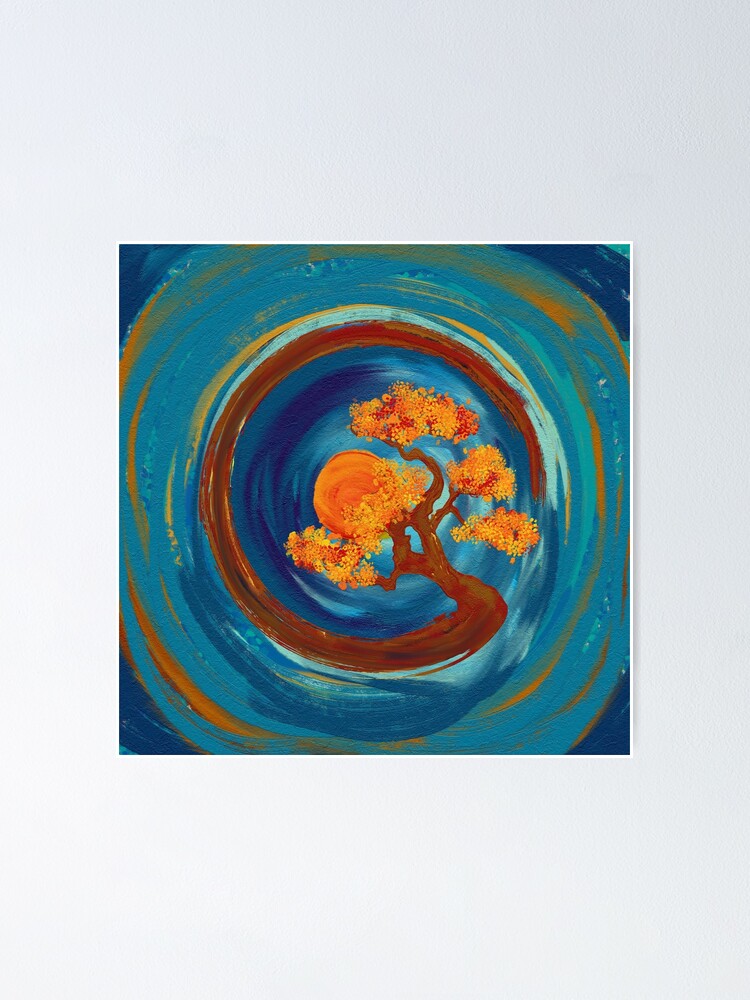 "Enso Zen Circle and Bonsai Tree - impasto" Poster by k9printart ...