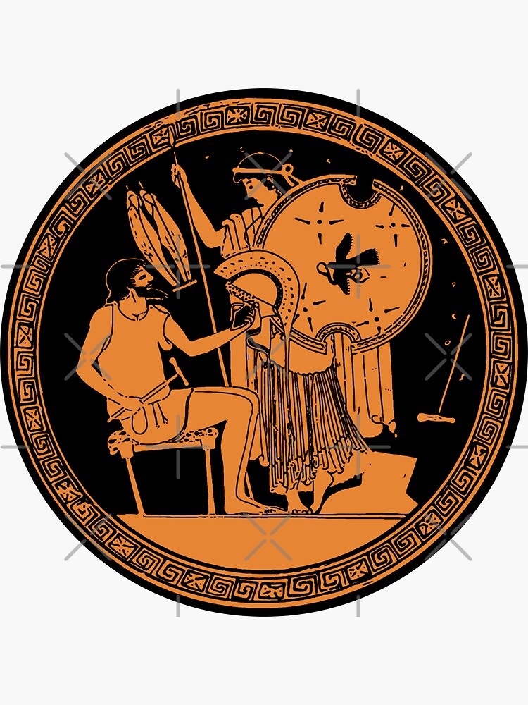 "Thetis receives her son, Achilles’ new armour from Hephaestus" Sticker ...
