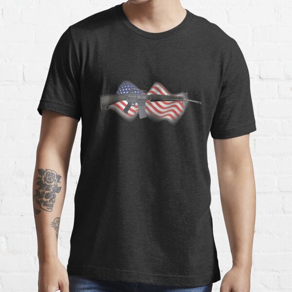 "M16 Rifle with US Flag" T-shirt by NorseTech | Redbubble