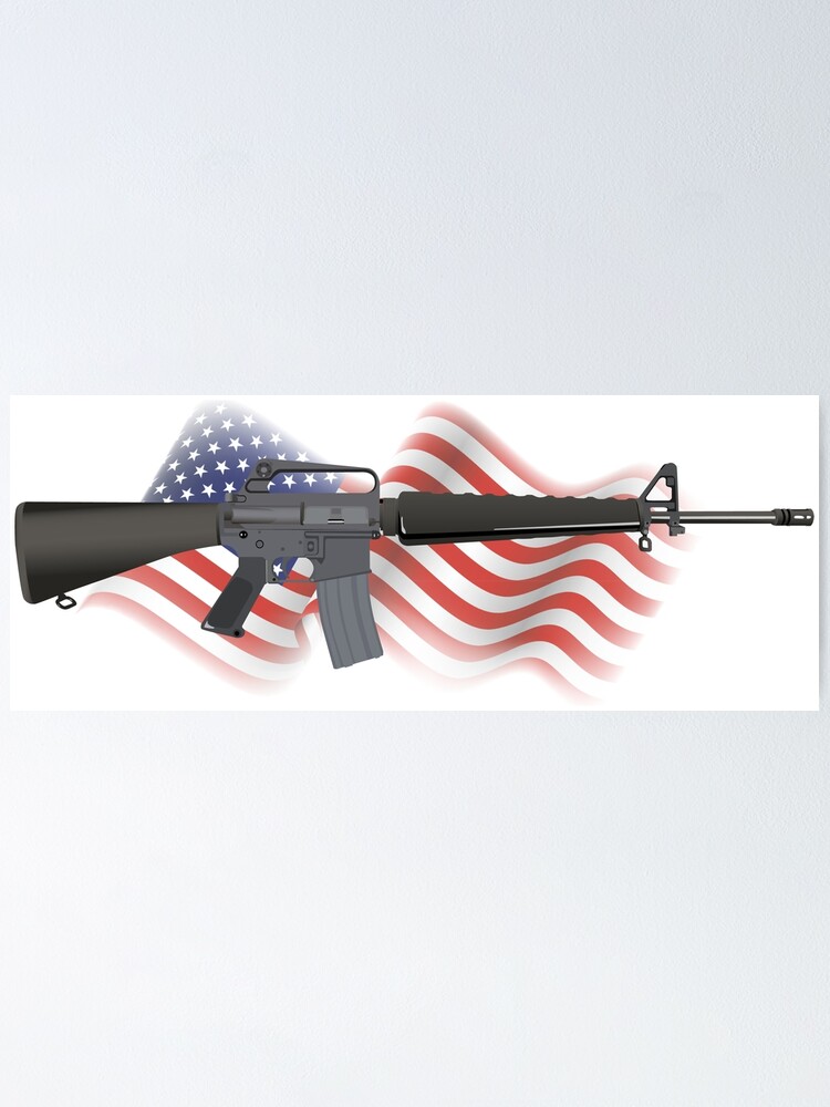 "M16 Rifle with US Flag" Poster for Sale by NorseTech | Redbubble
