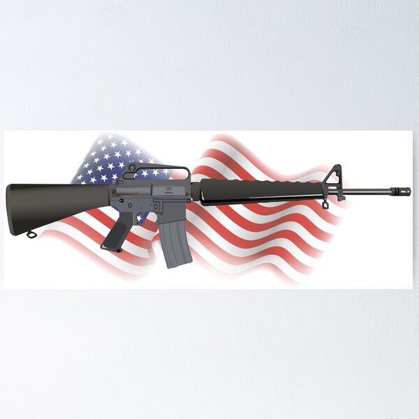"M16 Rifle with US Flag" Poster for Sale by NorseTech | Redbubble