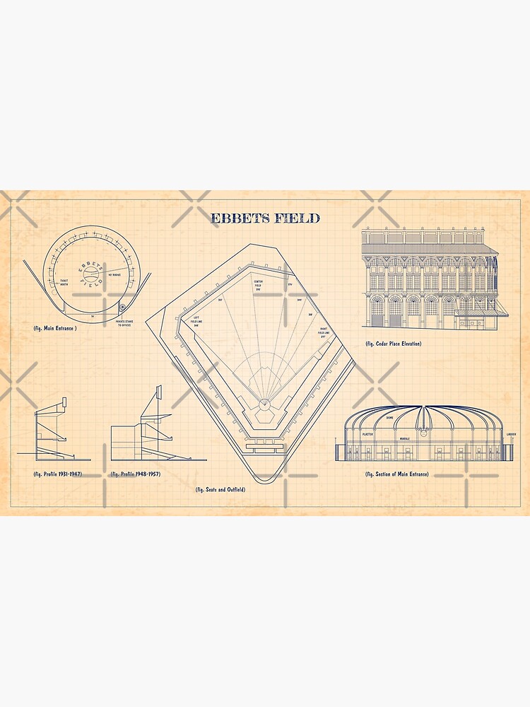 "Ebbets Field- Old Blue Grid" Poster for Sale by BGALAXY | Redbubble