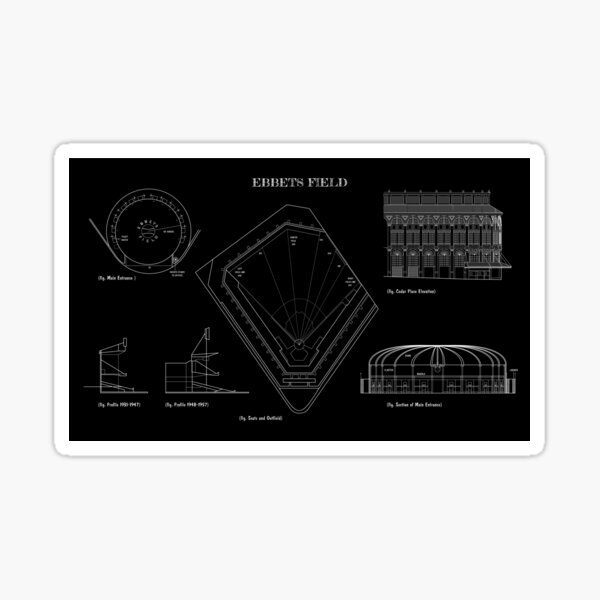 "Ebbets Field (White Stencil-No Background)" Sticker for Sale by ...