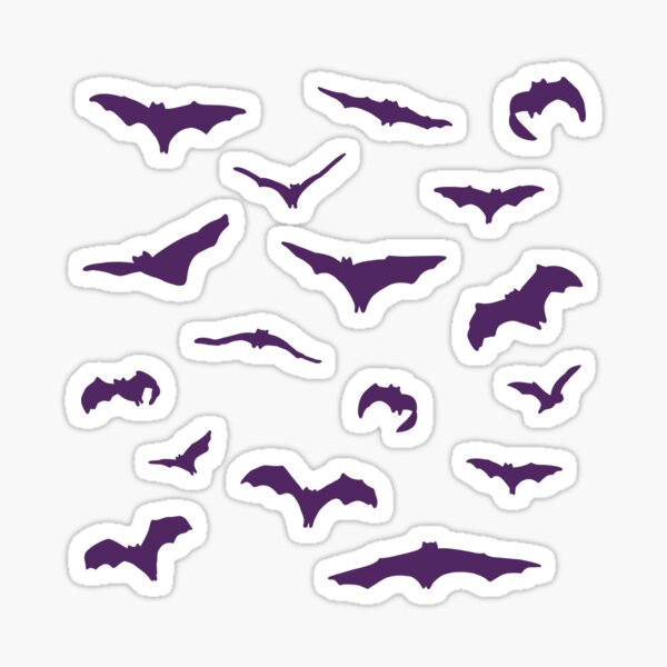 "Purple Violet Flying Bats Pattern on dark black background" Sticker ...