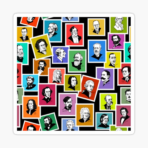 "Pattern with portraits of the greatest composers (coloured version ...