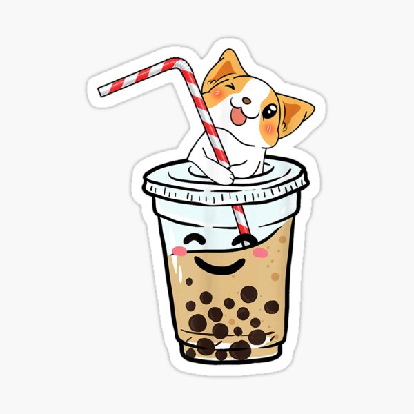 "Kawaii Corgi Loves Bubble Tea Funny Boba's Welsh Dog Gift " Sticker ...