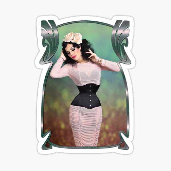 "Burlesque dancer Xarah - Pastel Peach Pinup" Sticker by Xarah | Redbubble