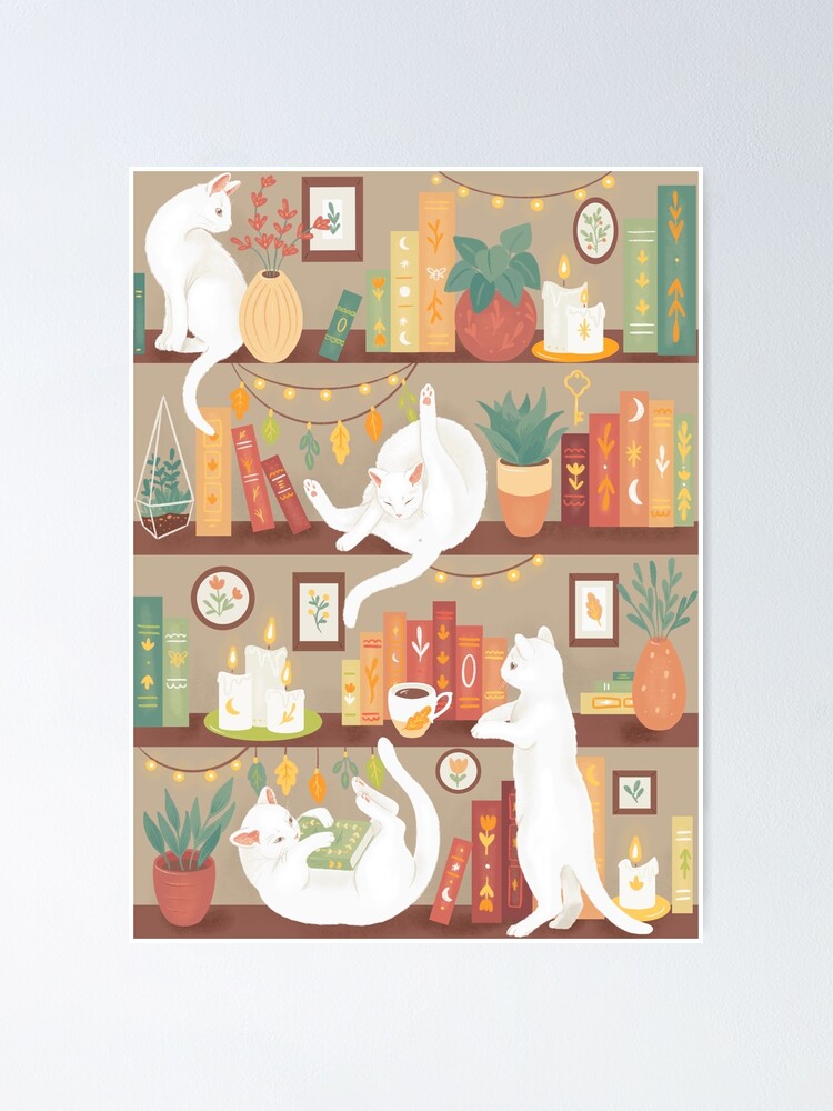 "Library cats 2020 - soft pastel shade" Poster for Sale by Elenanaylor ...