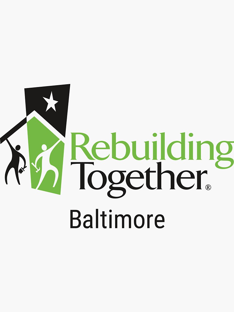 "Rebuilding Together Baltimore Black & Green Logo" Sticker by ...