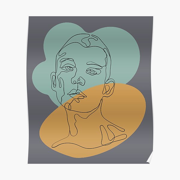 Póster «Retrato de línea de hombres minimalistas 09» de AgsY | Redbubble