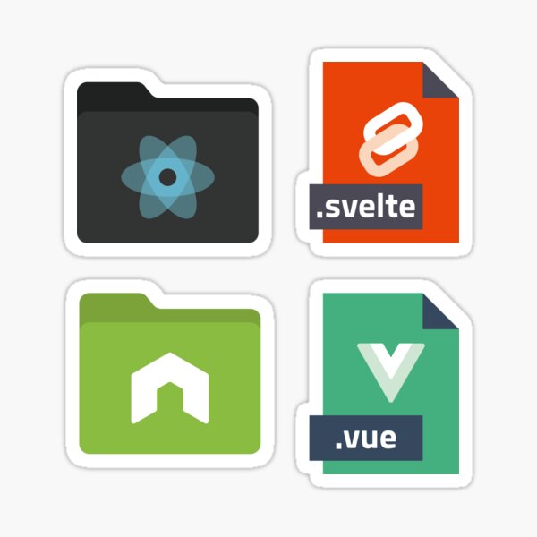 Frontent Developers Nodejs React Vue Svelte Ide Icons Sticker For Sale By Yalco Dev Redbubble