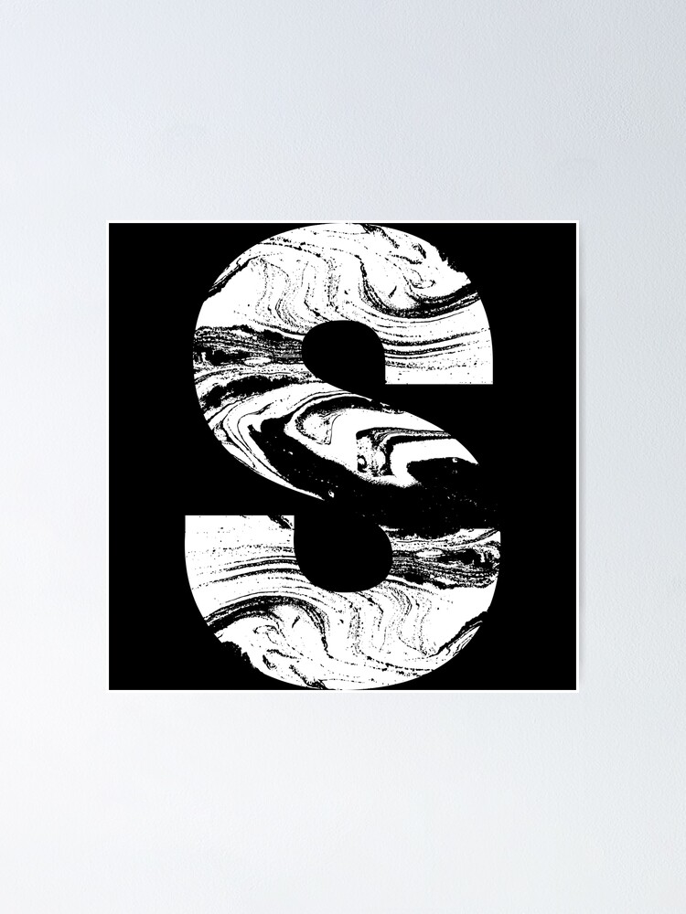 "S - Black Marble English Alphabet Letter with Sticker Pack Set" Poster ...
