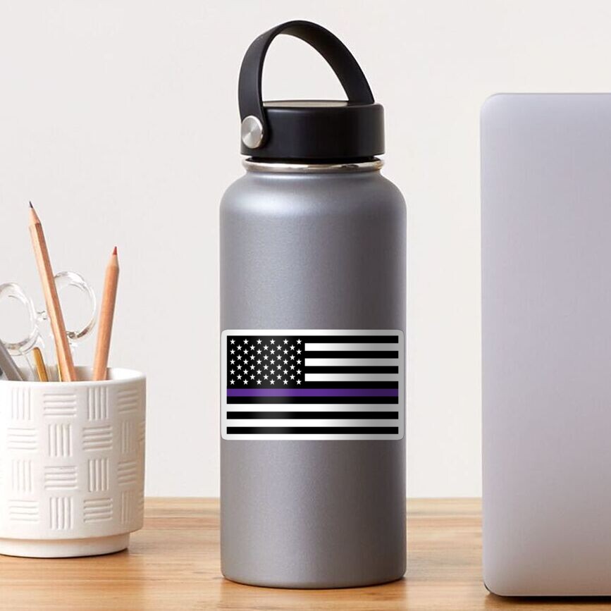 "AMERICAN FLAG - THIN PURPLE LINE" Sticker by WOOFANG | Redbubble
