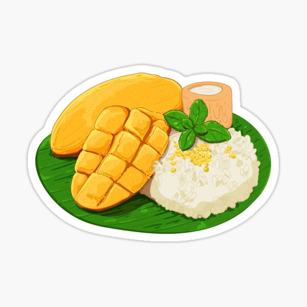 "Thai Mango Sticky Rice Dessert" Sticker for Sale by NiftyTrinket ...